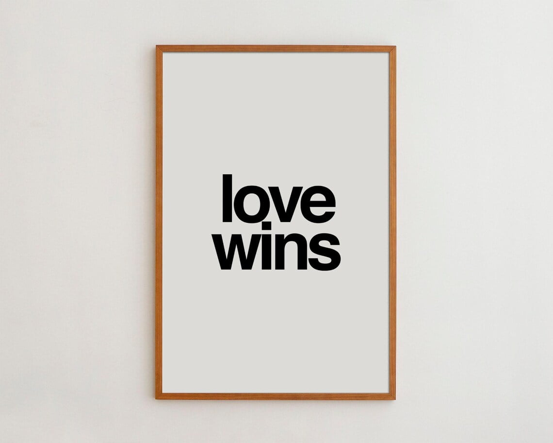 PosterArt Love Wins Print Poster Minimalist Typography Wall Art, Size ...