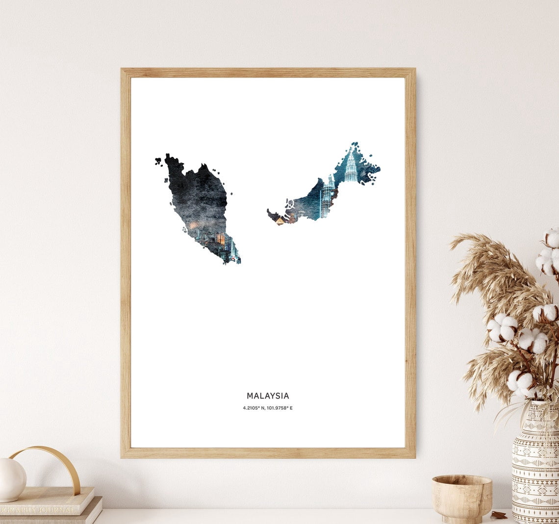 PosterArt Malaysia Print, Malaysia Poster, Malaysia Map Art, Map of ...