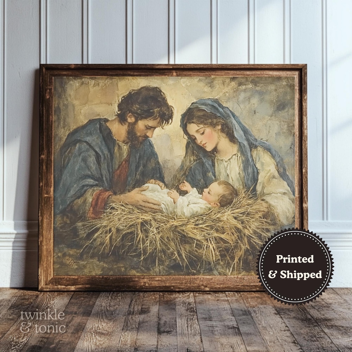 PosterArt Manger Art Print Rustic Farmhouse Wall Décor Antique ...