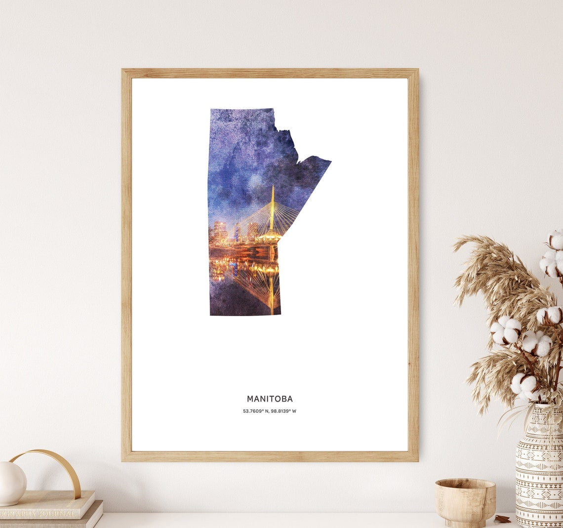 PosterArt Manitoba Print, Manitoba Poster, Manitoba Map Art, Map of ...