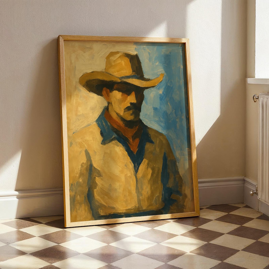PosterArt Minimal Abstract Cowboy Wall Art, Western Portrait Poster ...