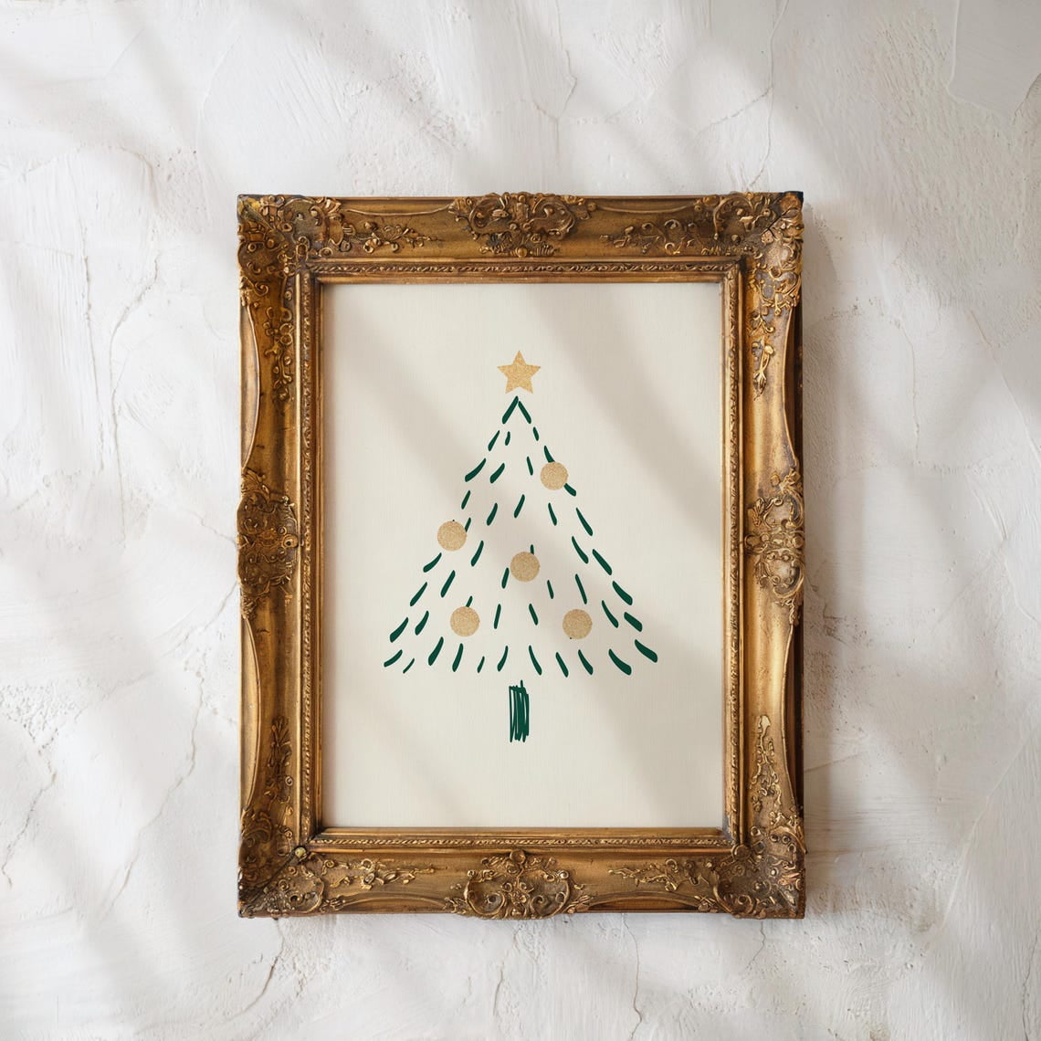 PosterArt Minimalist Winter Holiday Tree Art Print Neutral Hand Drawn ...