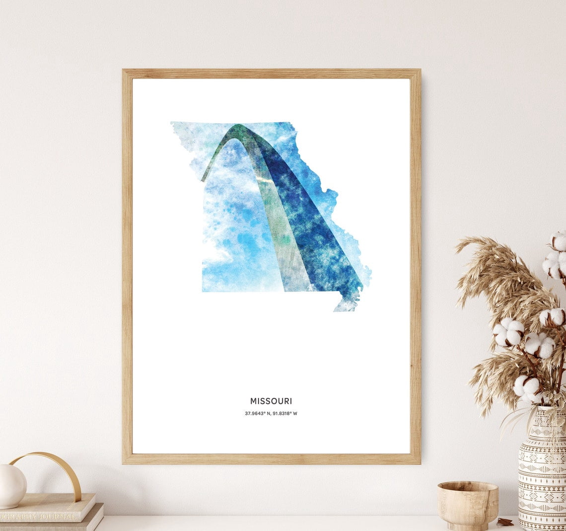PosterArt Missouri Print, Missouri Poster, Missouri Map Art, Map of ...