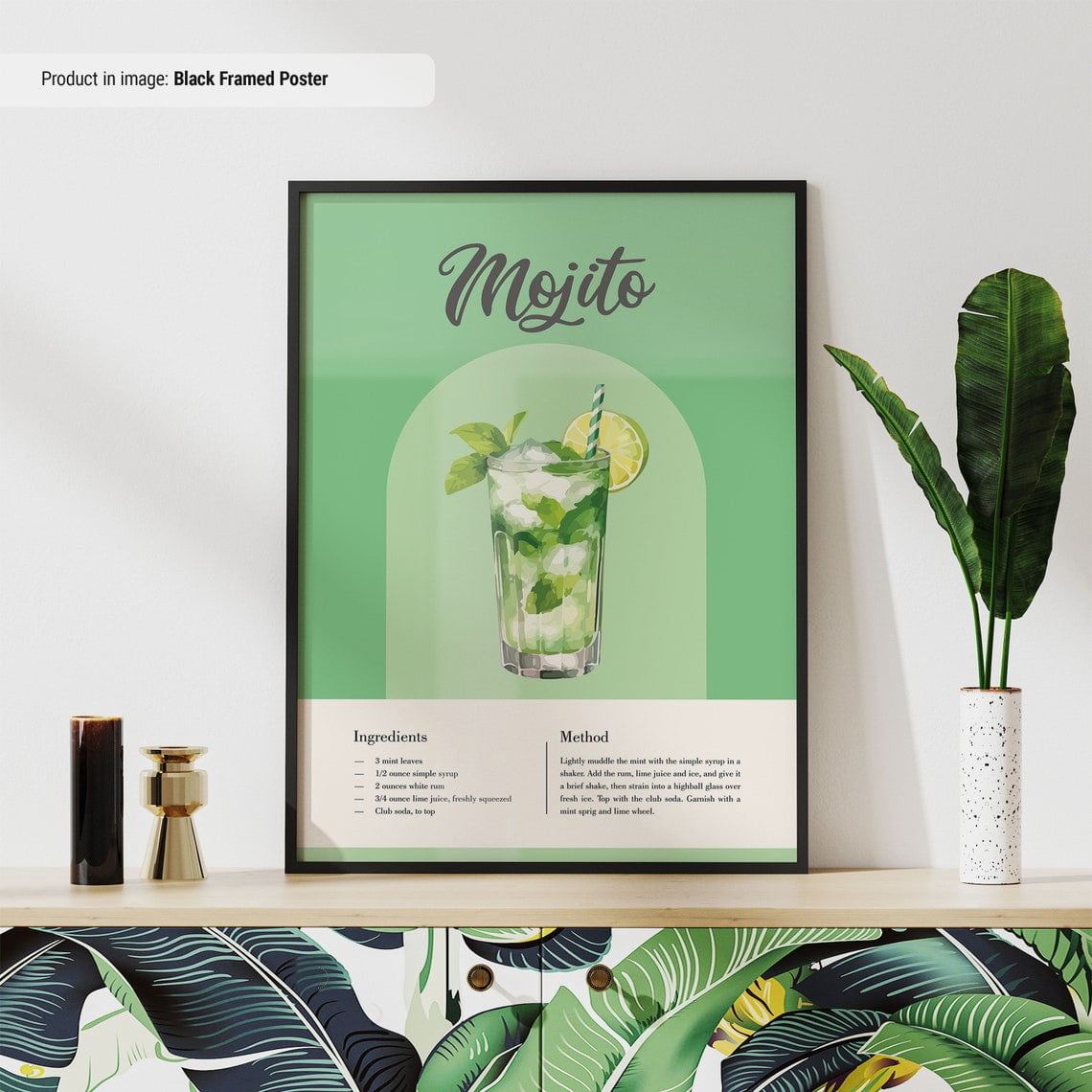 PosterArt Mojito Recipe Poster Classic Cocktail Recipes Poster Colorful ...