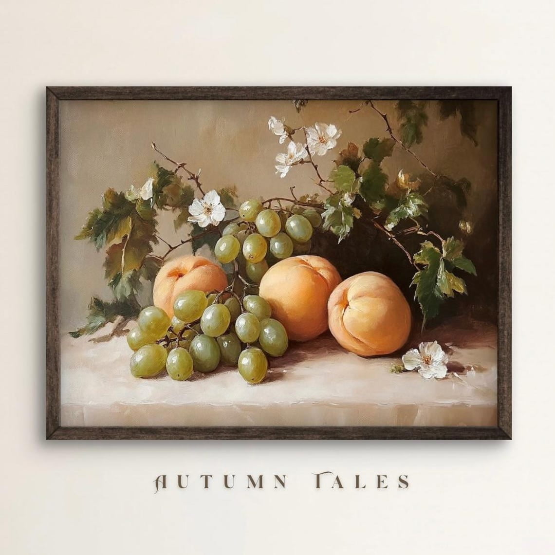 PosterArt Moody Fruit Still Life Poster, Peaches and Grapes Printable ...