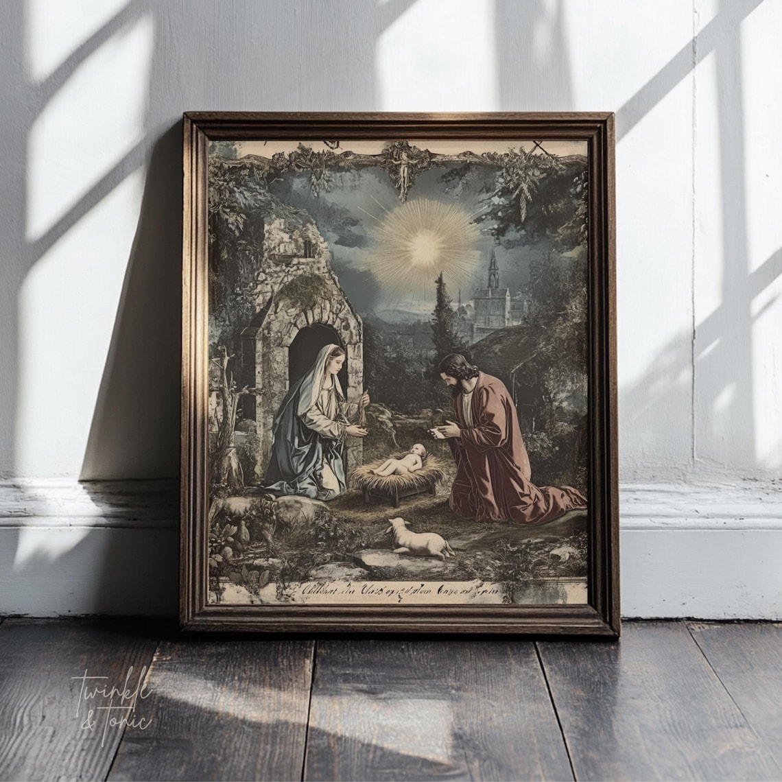 PosterArt Nativity Scene Wall Art Rustic Holiday Poster Religious ...