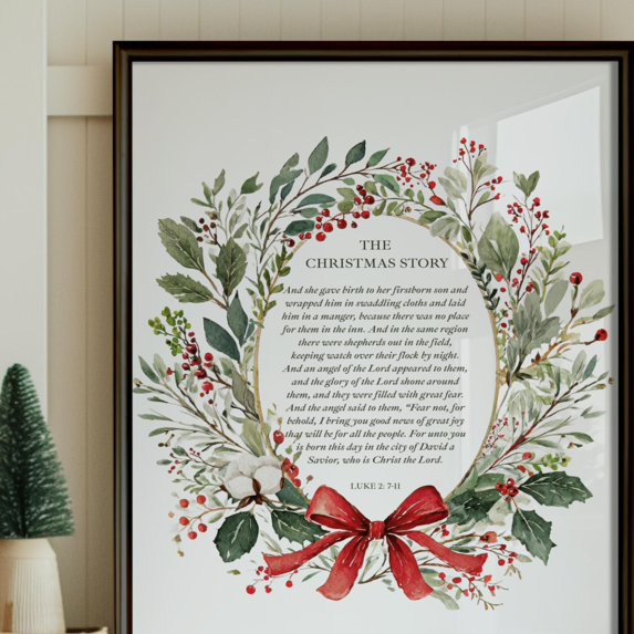 PosterArt Nativity Story Poster, Luke 2 Scripture Wall Art, Christian ...