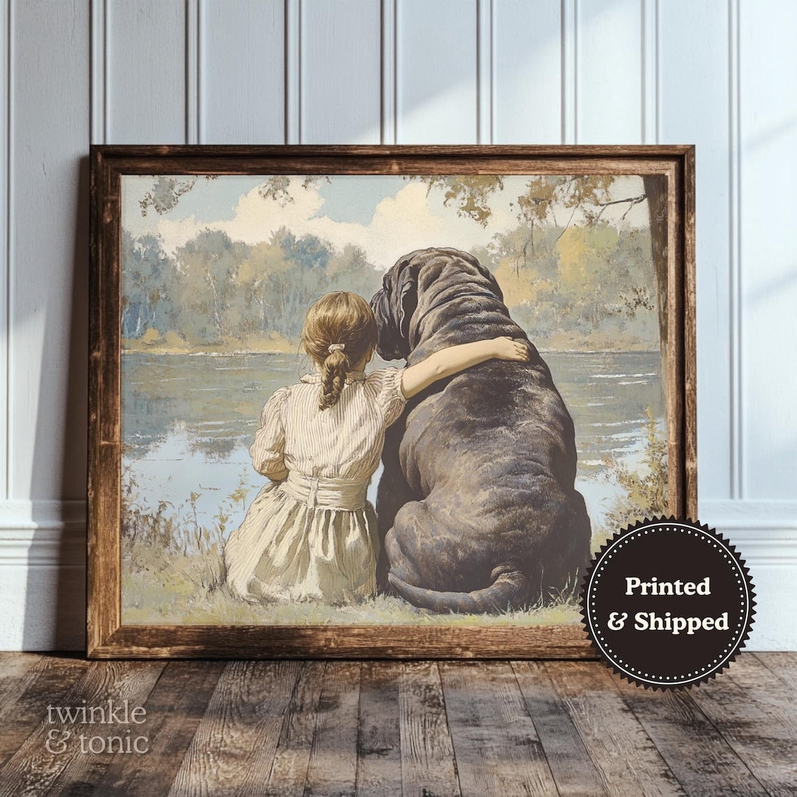 PosterArt Neapolitan Mastiff and Girl Art Print Neutral Nursery Wall ...