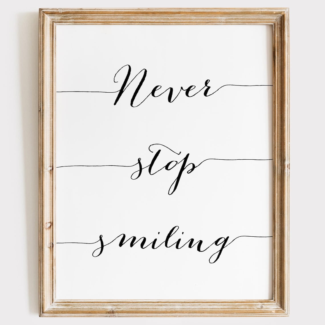 PosterArt Never Stop Smiling Art Print Linen Texture Handmade Wall ...