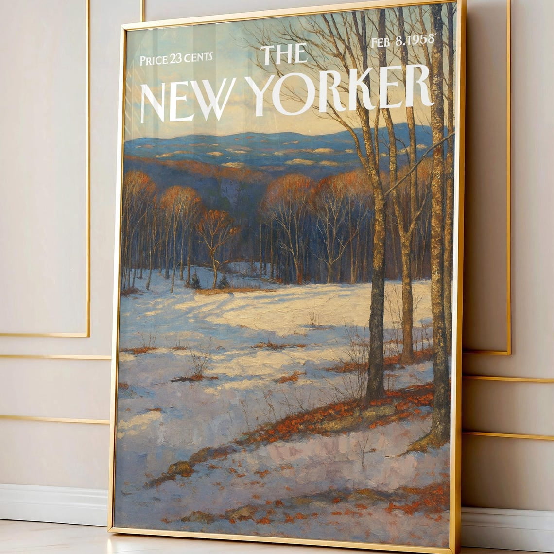 PosterArt New Yorker Winter Landscape Poster, Vintage NYC Snow Scene ...
