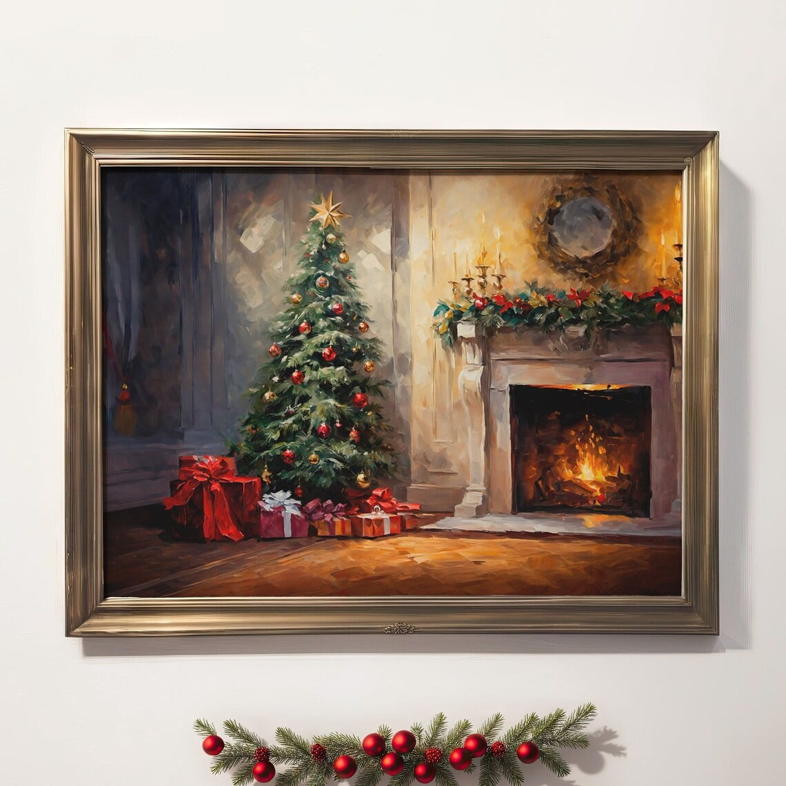 PosterArt Night Before Winter Holiday Poster, Rustic Country Holiday ...