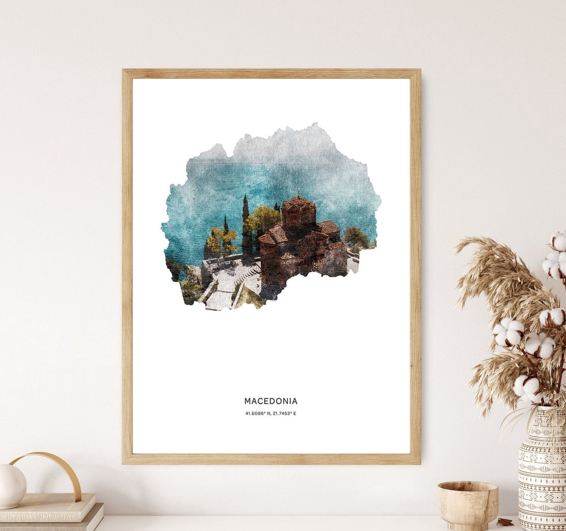 PosterArt North Macedonia Print, Macedonia Poster, Macedonia Map Art ...