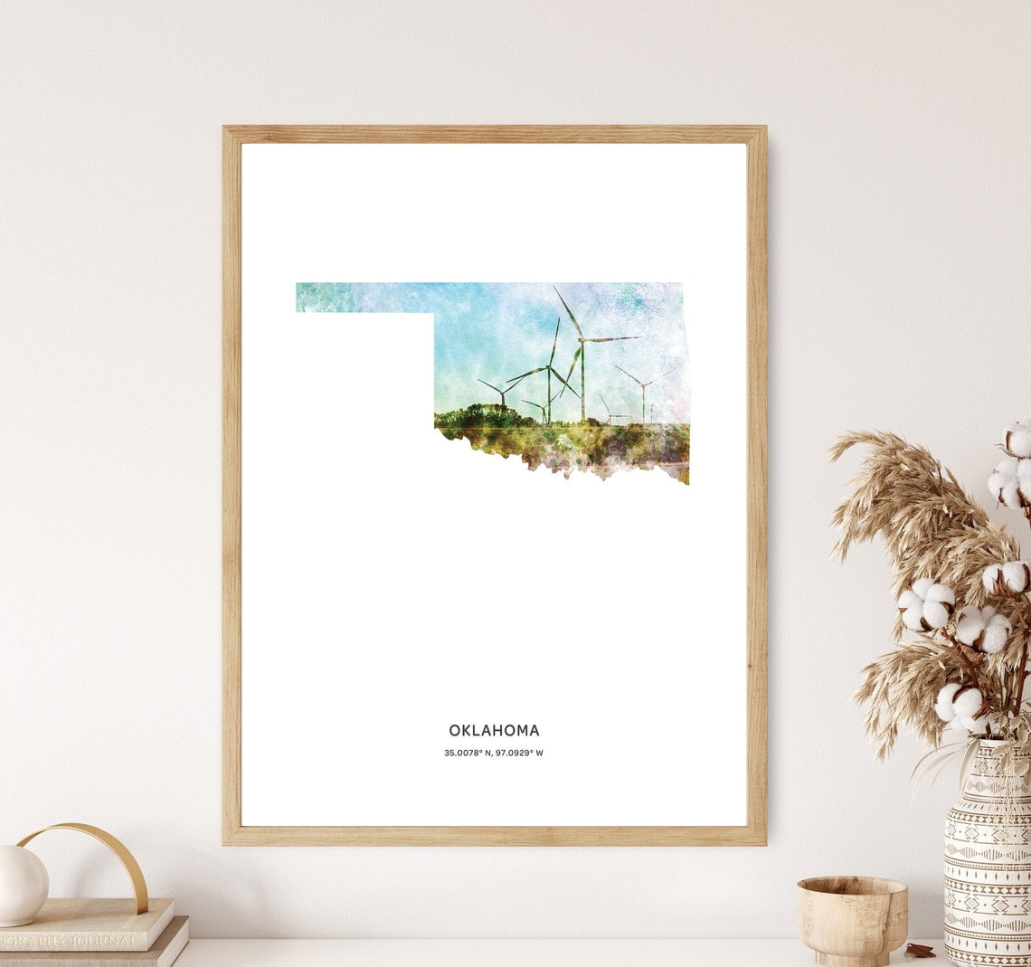 PosterArt Oklahoma Print, Oklahoma Poster, Oklahoma Map Art, Map of ...