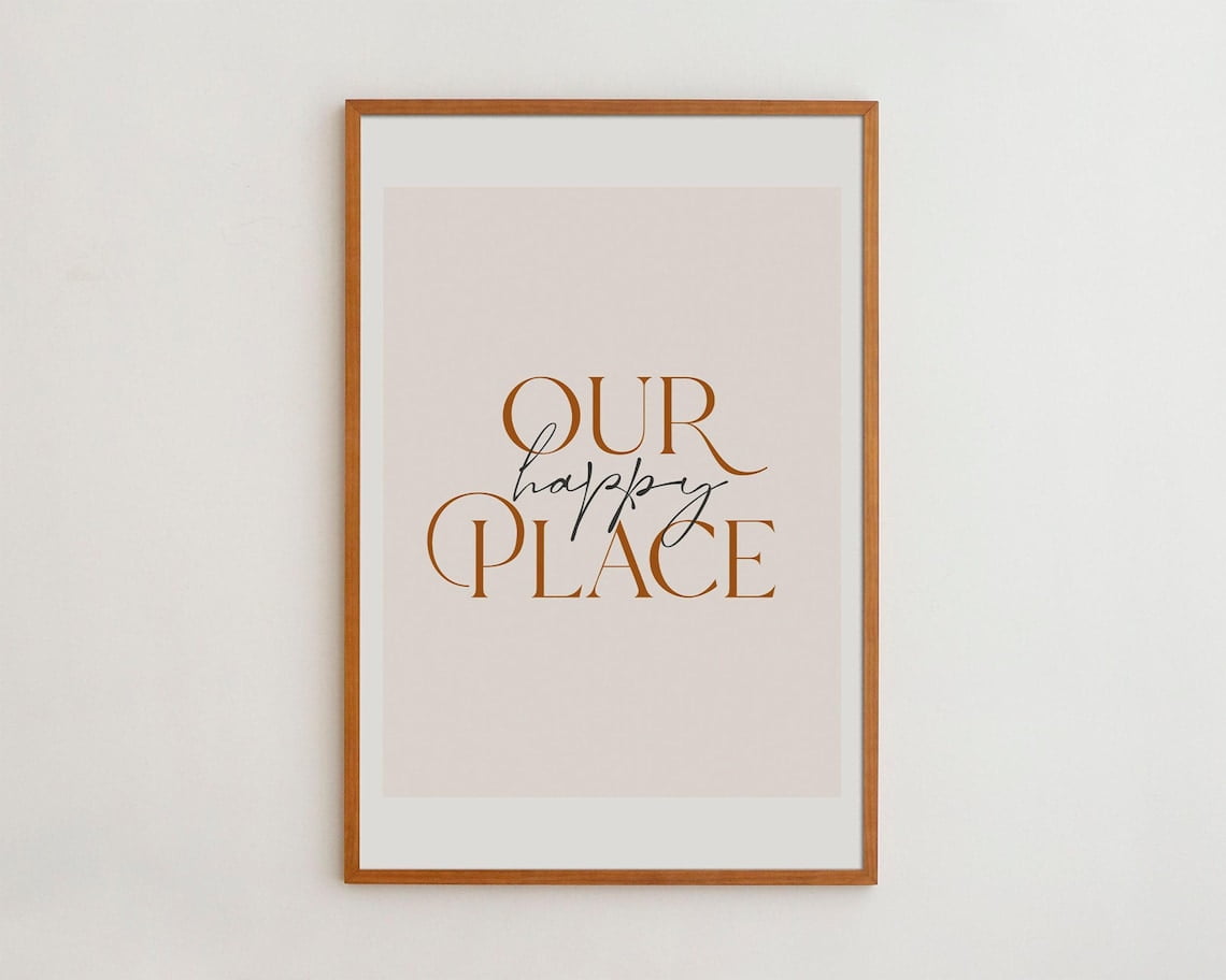 PosterArt Our Happy Place Print Poster Modern Typography Wall Art, Size ...
