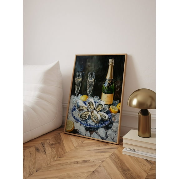 PosterArt Oyster Champagne Poster Print, Retro Kitchen Wall Art, 24x36 ...