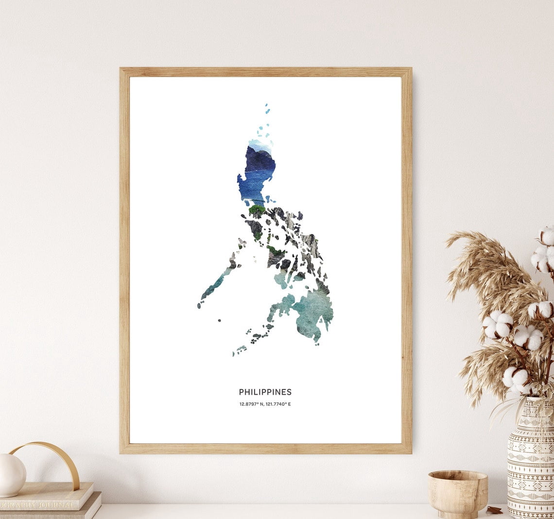 PosterArt Philippines Print, Philippines Poster, Philippines Map Art ...