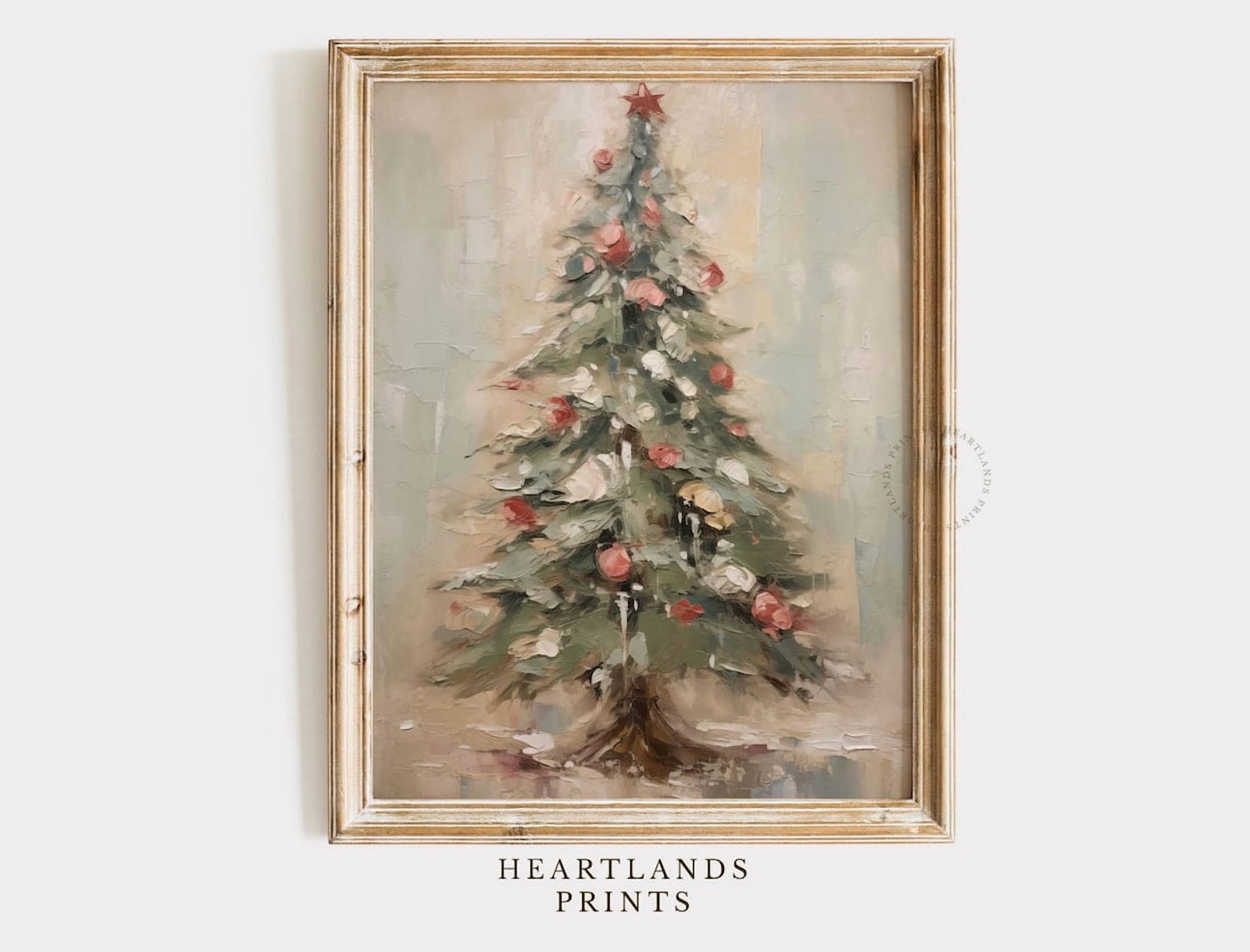 PosterArt Primitive Tree Poster, Vintage Holiday Wall Art, Cozy ...