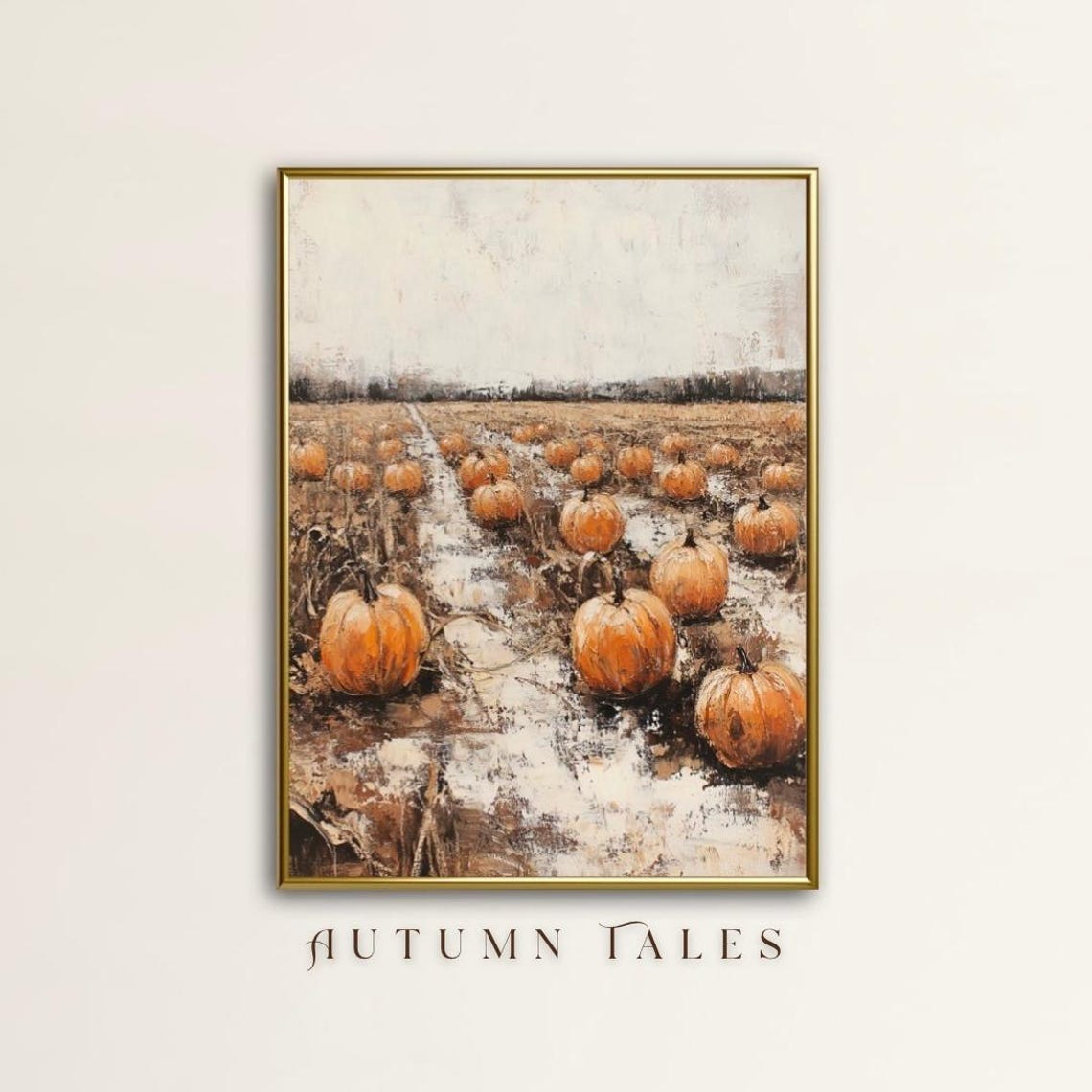 PosterArt Pumpkin Farm Poster Wall Art Rustic Abstract Landscape Print ...
