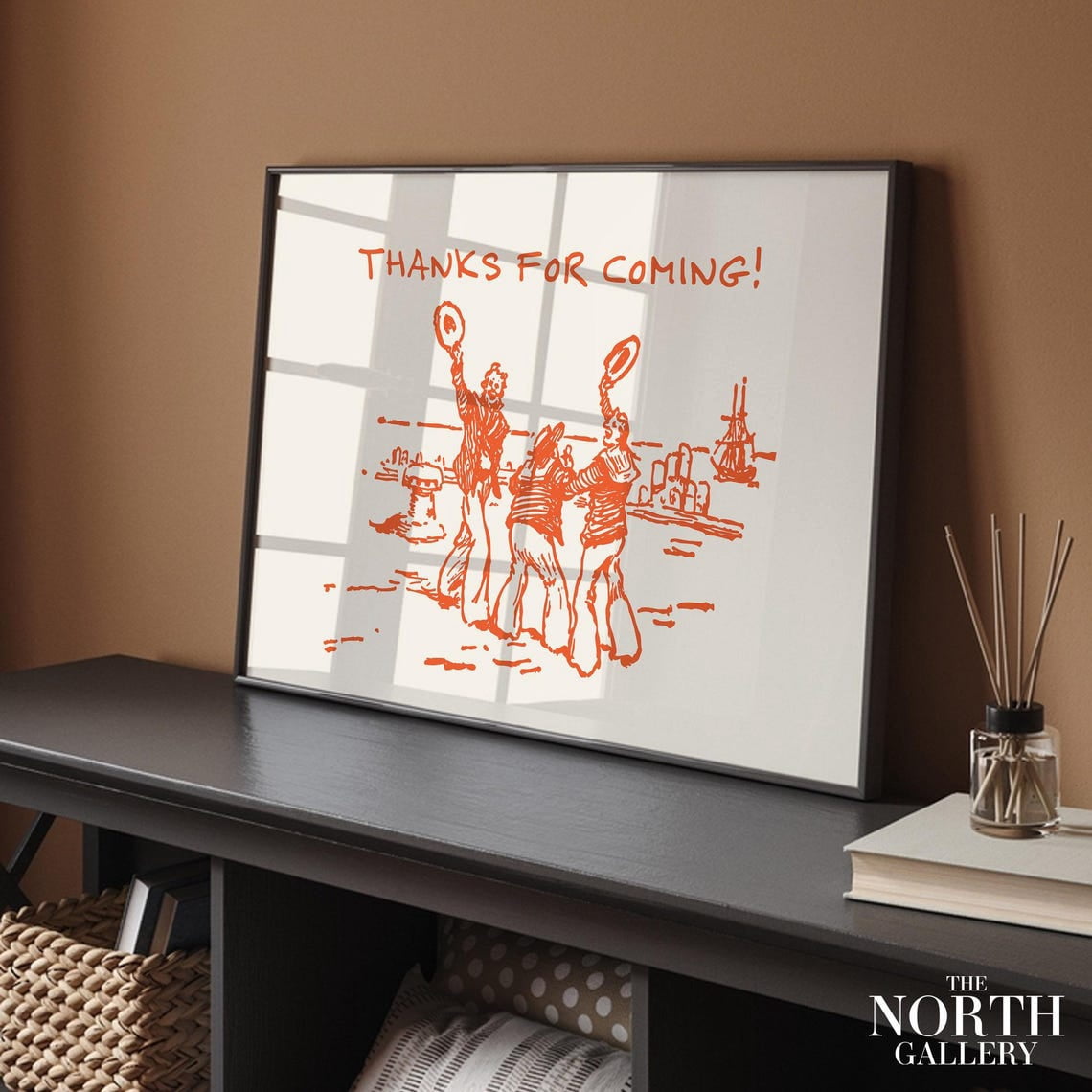 PosterArt Retro Orange Nautical Poster “Thanks for Coming” Horizontal ...