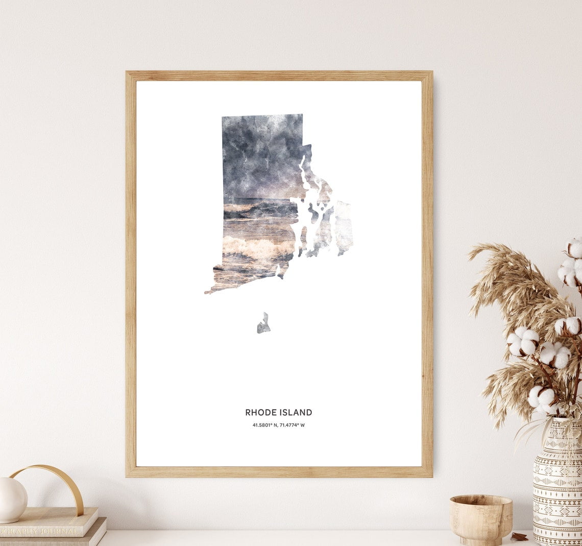 PosterArt Rhode Island Print, Rhode Island Poster, Rhode Island Map Art ...