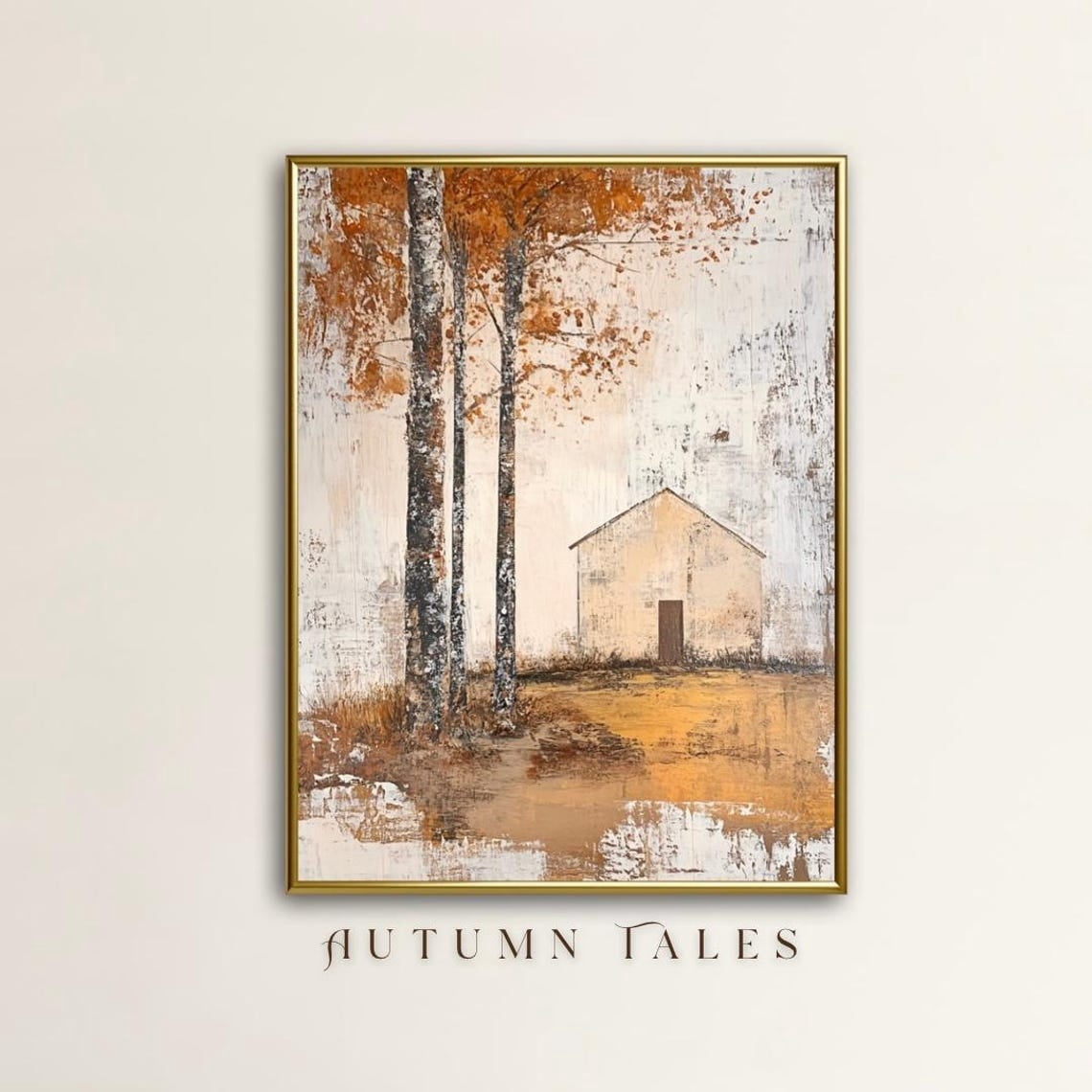 PosterArt Rustic Barn Poster Wall Art Autumn Forest Landscape Print ...