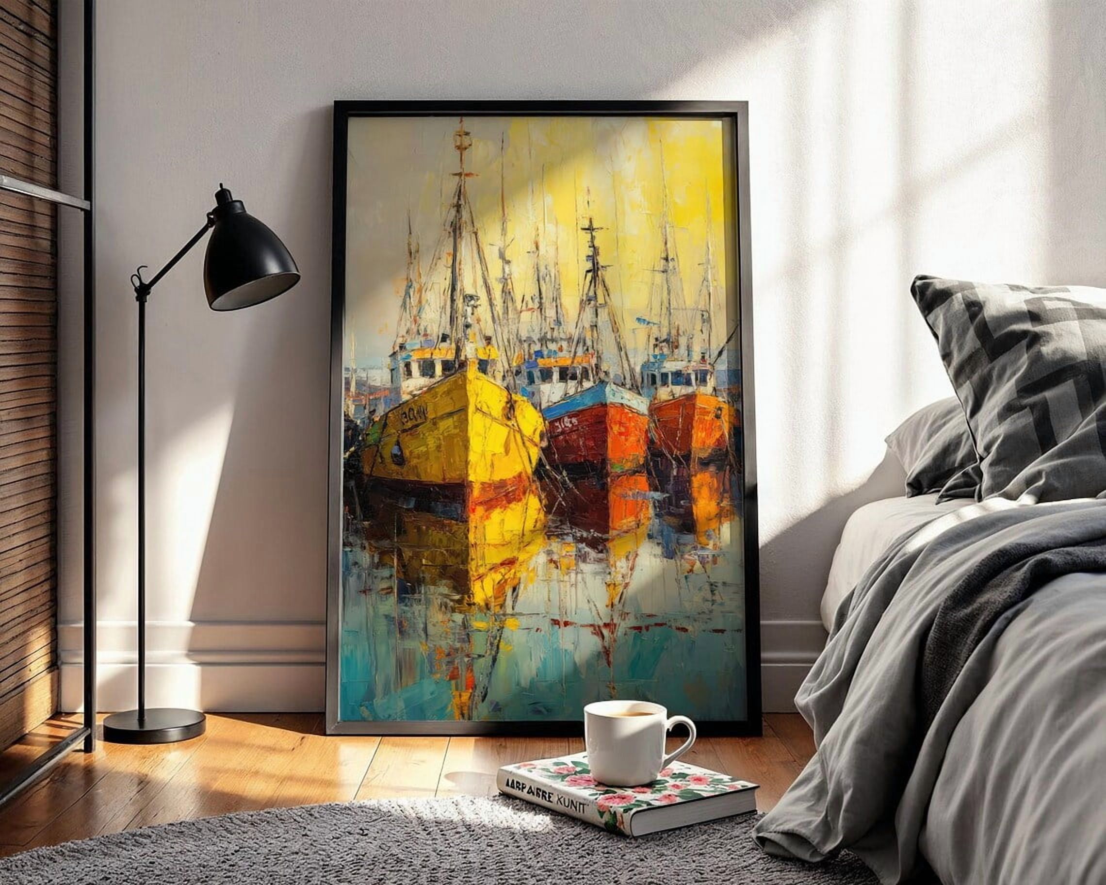 PosterArt Rustic Harbor Scene Poster Wall Art, Vibrant Nautical ...