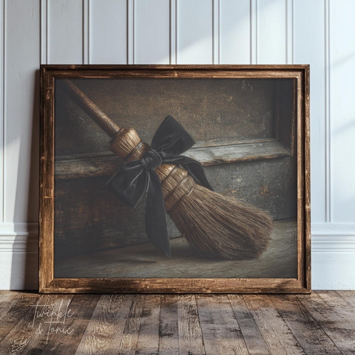 PosterArt Rustic Witch Broom Art Print Moody Autumn Wall Décor Dark ...