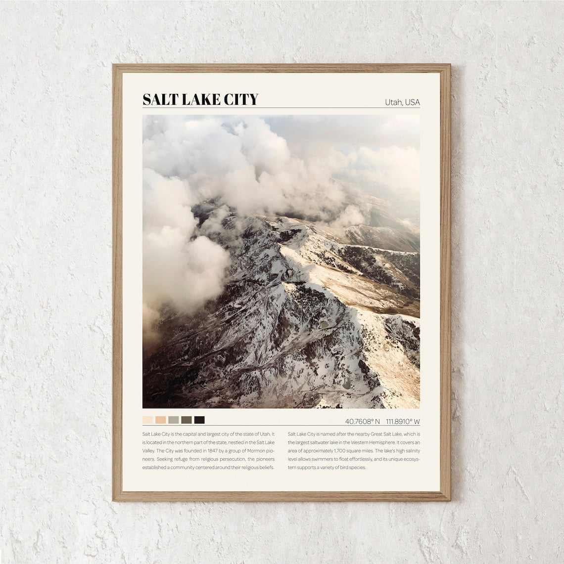 PosterArt Salt Lake City Print, Salt Lake City Wall Art, Salt Lake City ...