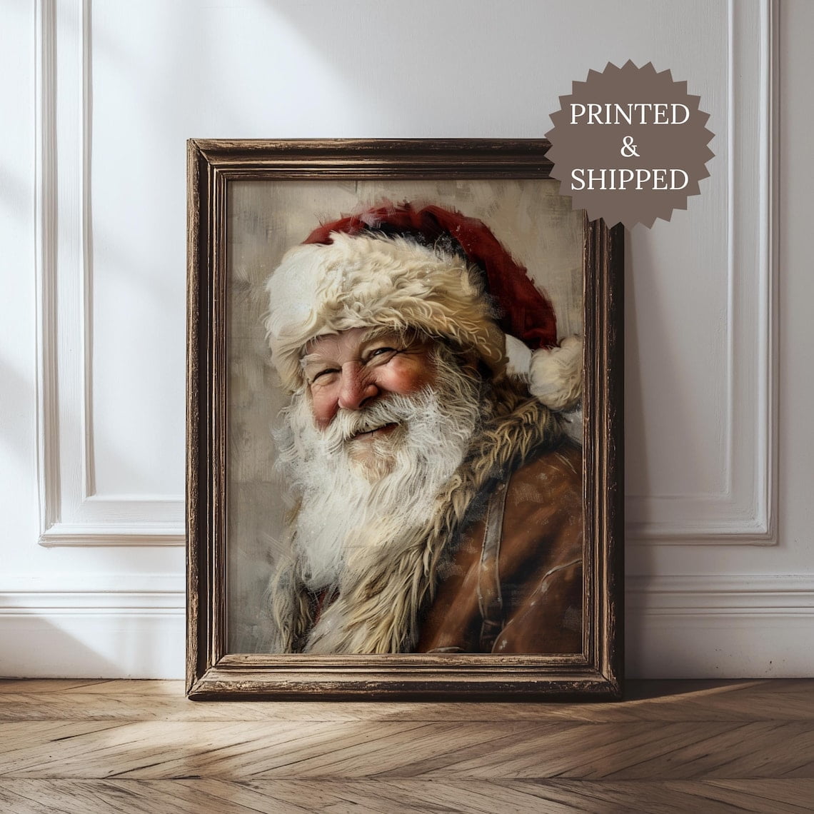 PosterArt Vintage Santa Portrait Poster Wall Art Neutral Drawing Print ...