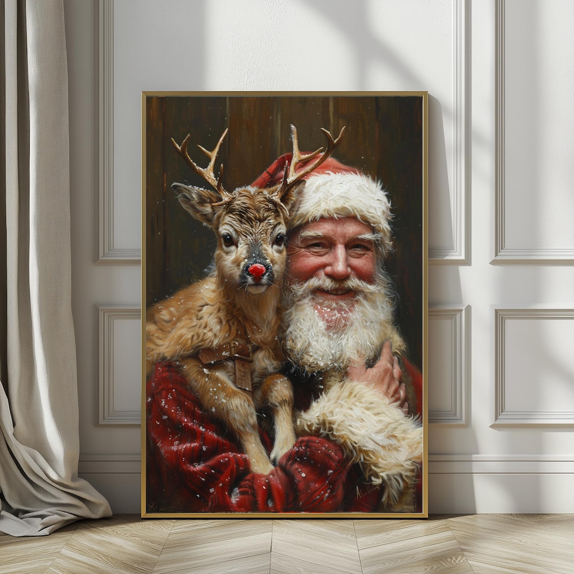 PosterArt Santa and Rudolph Poster Wall Art Cozy Farmhouse Holiday ...