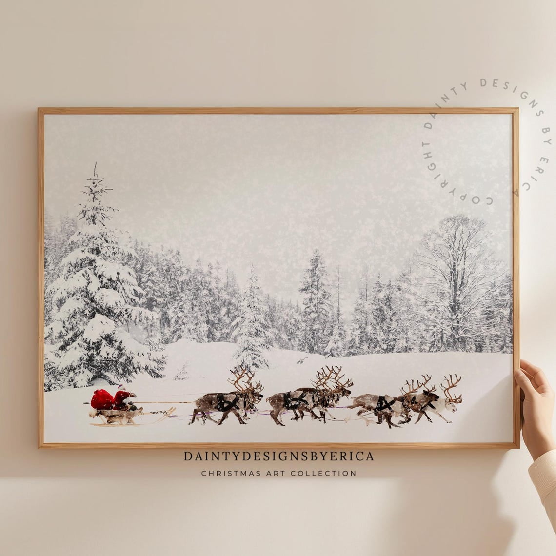 PosterArt Santa’s Sleigh Winter Landscape Poster, Snowy Holiday Wall ...
