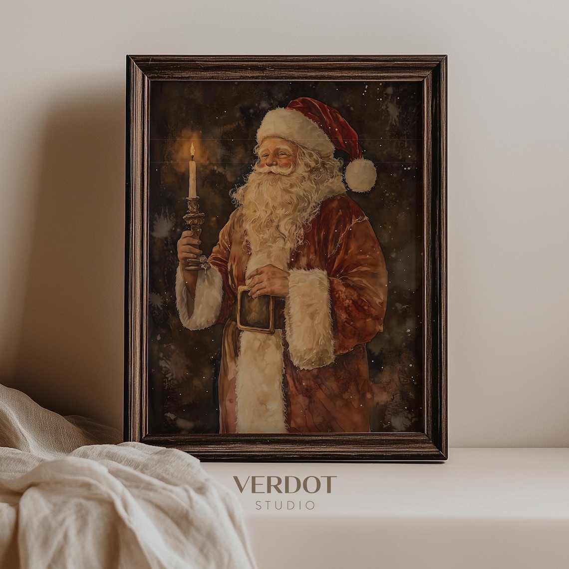 PosterArt Santa with Candle Art Print Moody Winter Holiday Poster ...