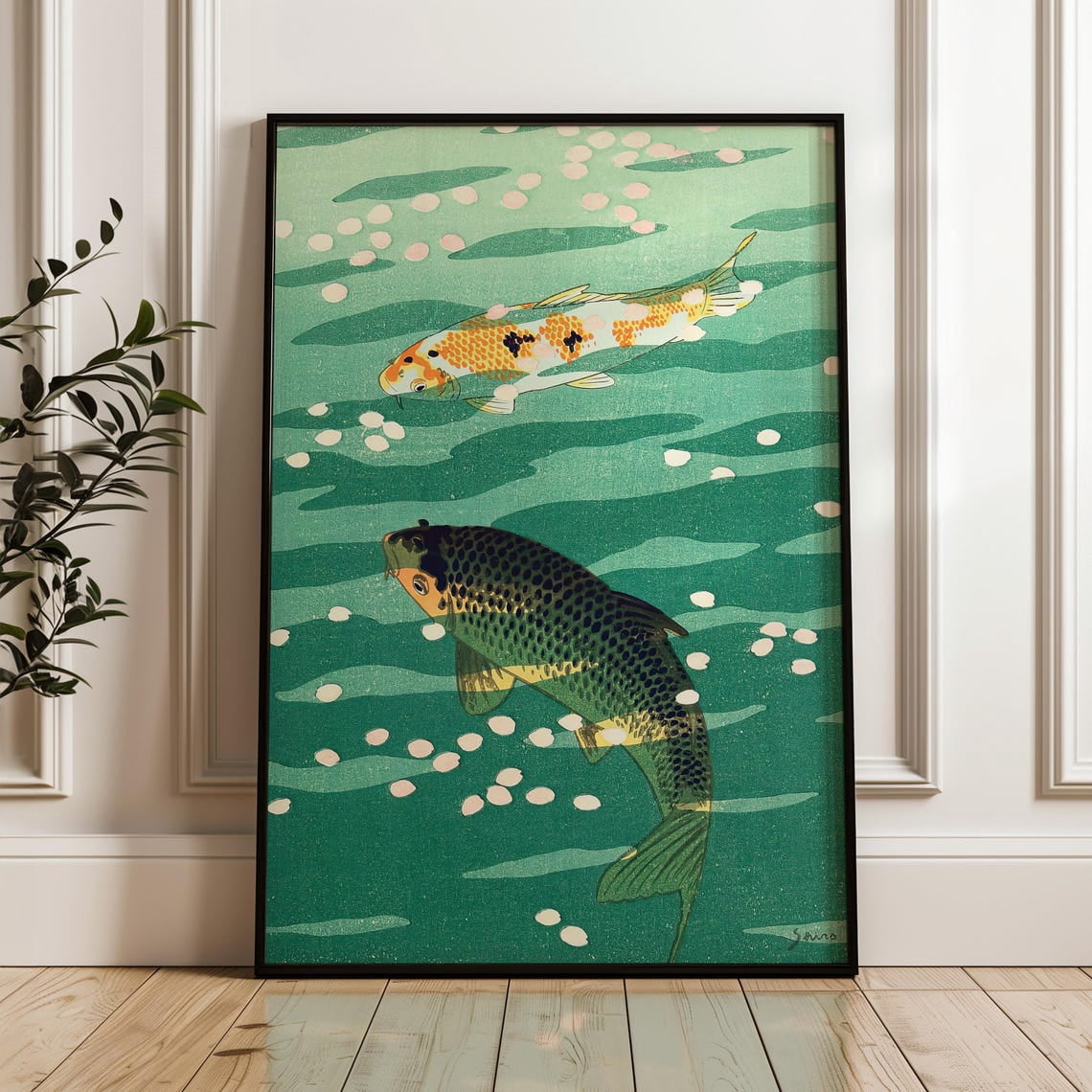 PosterArt Shiro Kasamatsu Poster, Koi Fish, Woodblock Print, Ukiyoe ...