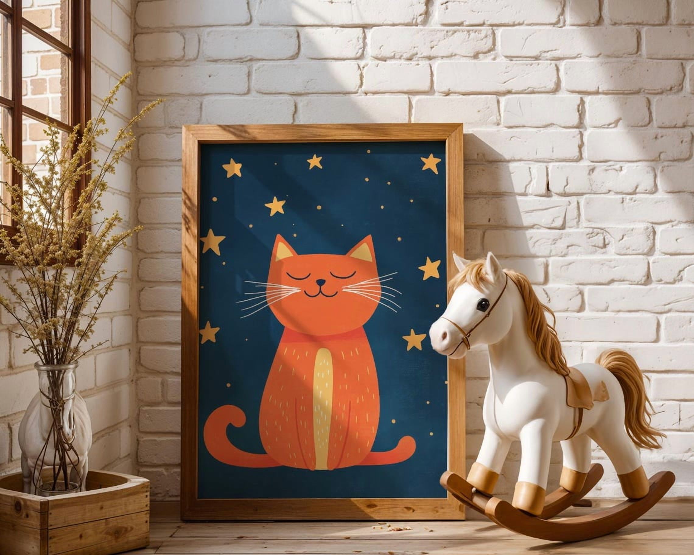 PosterArt Sleepy Orange Cat Poster Wall Art, Painterly Bedtime ...