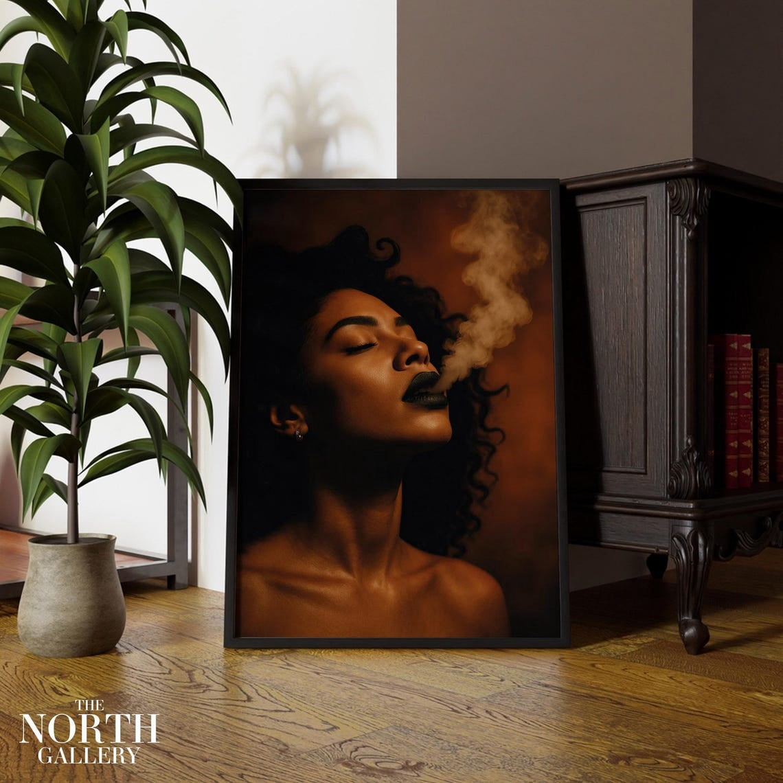 PosterArt Smoky Woman Wall Art Poster Bold Moody Portrait Print for Bar ...