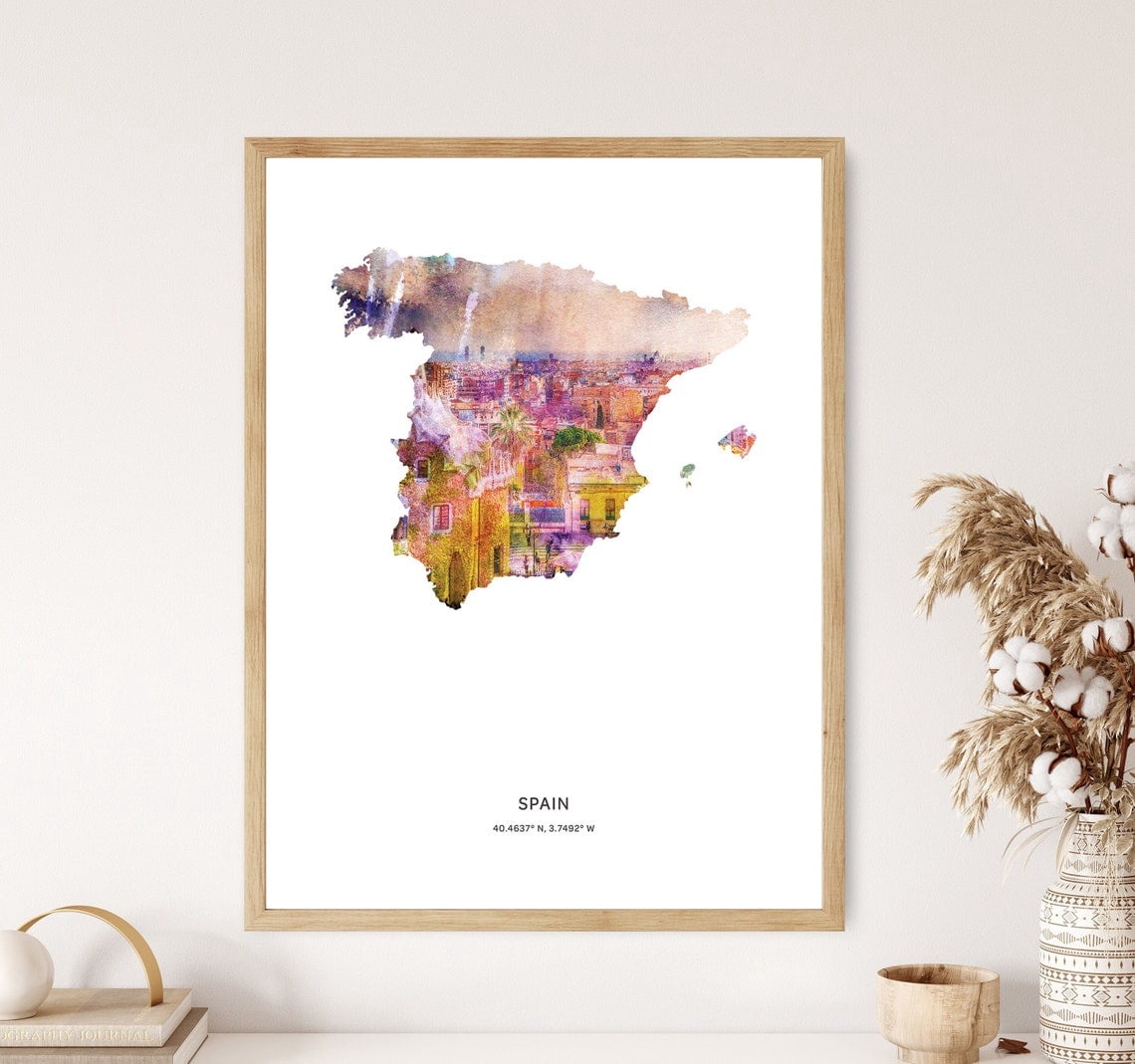 PosterArt Spain Print, Spain Poster, Spain Map Art, Map of Spain, 12x18 ...