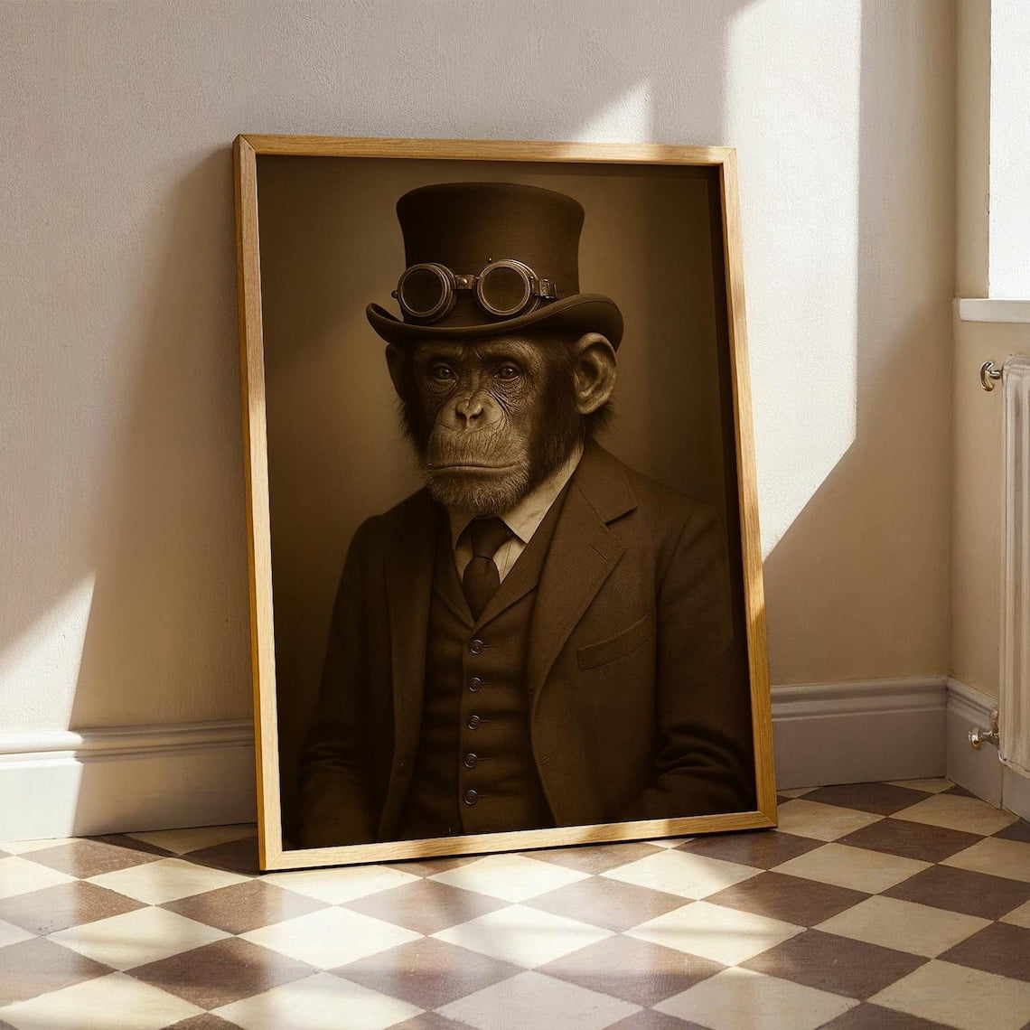 PosterArt Steampunk Chimpanzee Poster, Vintage Anthropomorphic Animal ...