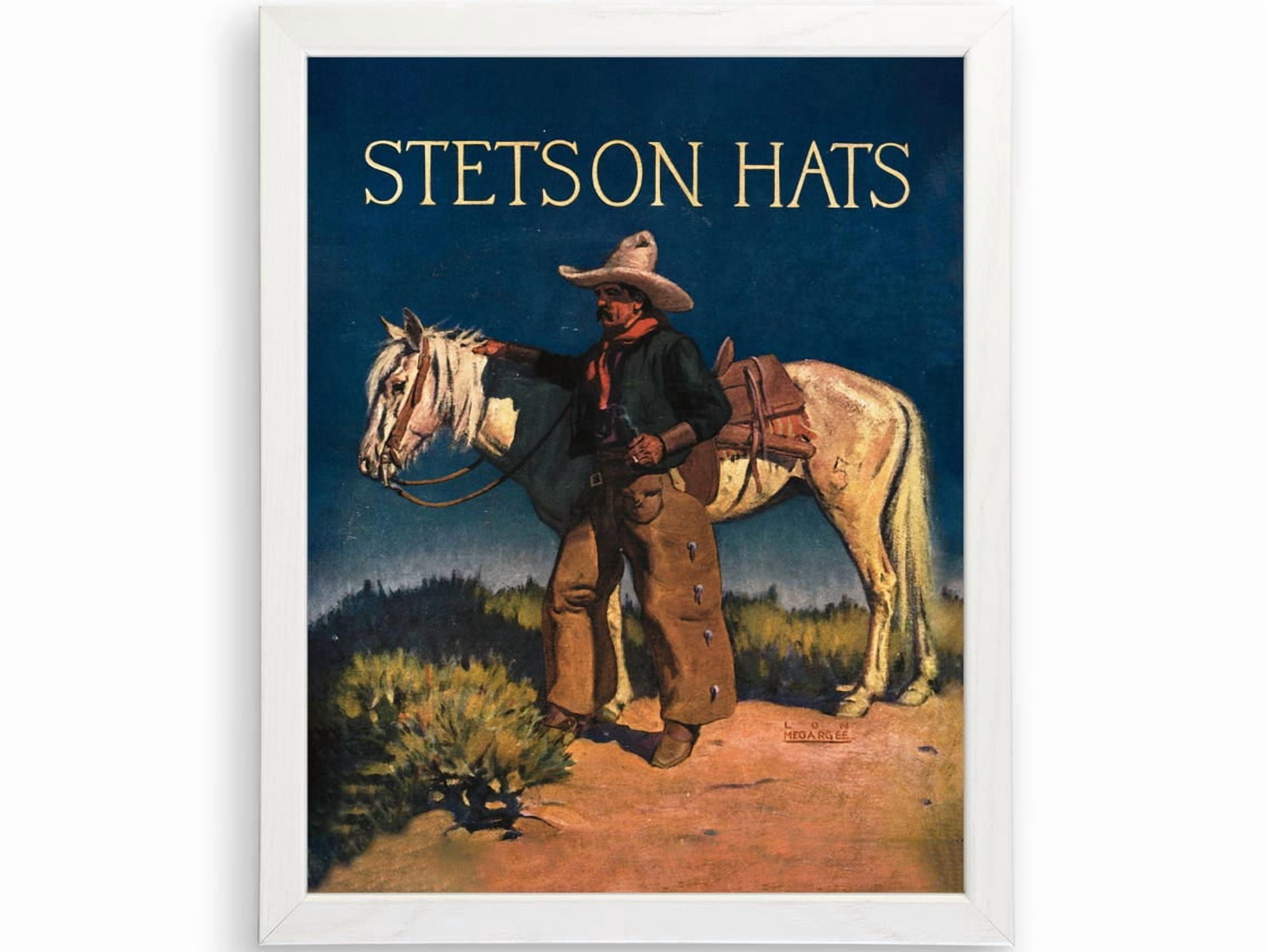 PosterArt Stetson Hats Art Print Vintage Western Wall Décor for Cowboy ...
