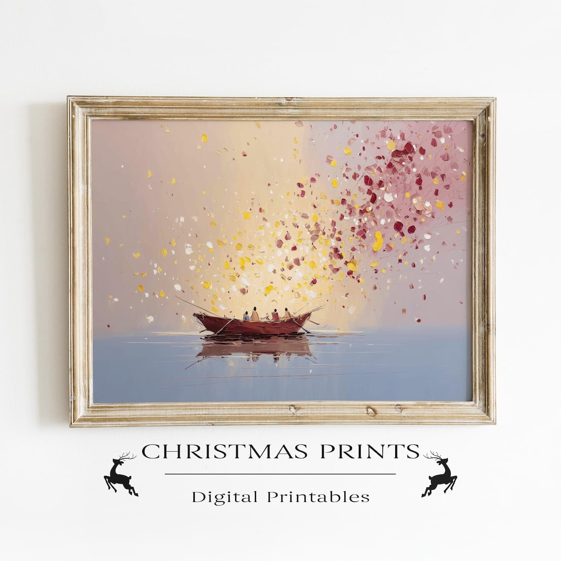 PosterArt Sunset Boat Poster Wall Art, Dreamy Seascape Illustration For ...