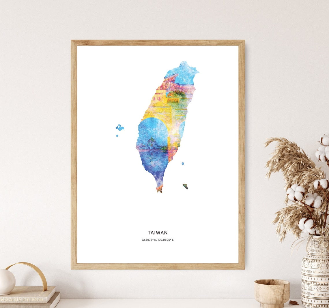 PosterArt Taiwan Print, Taiwan Poster, Taiwan Map Art, Map of Taiwan ...