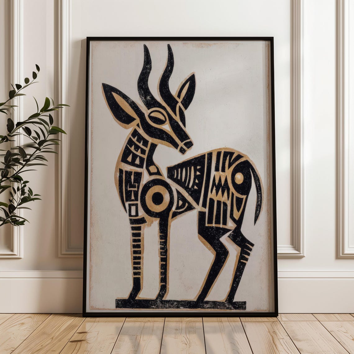 PosterArt Traditional Mexican Goat Poster, Black and Gold Folk Art ...