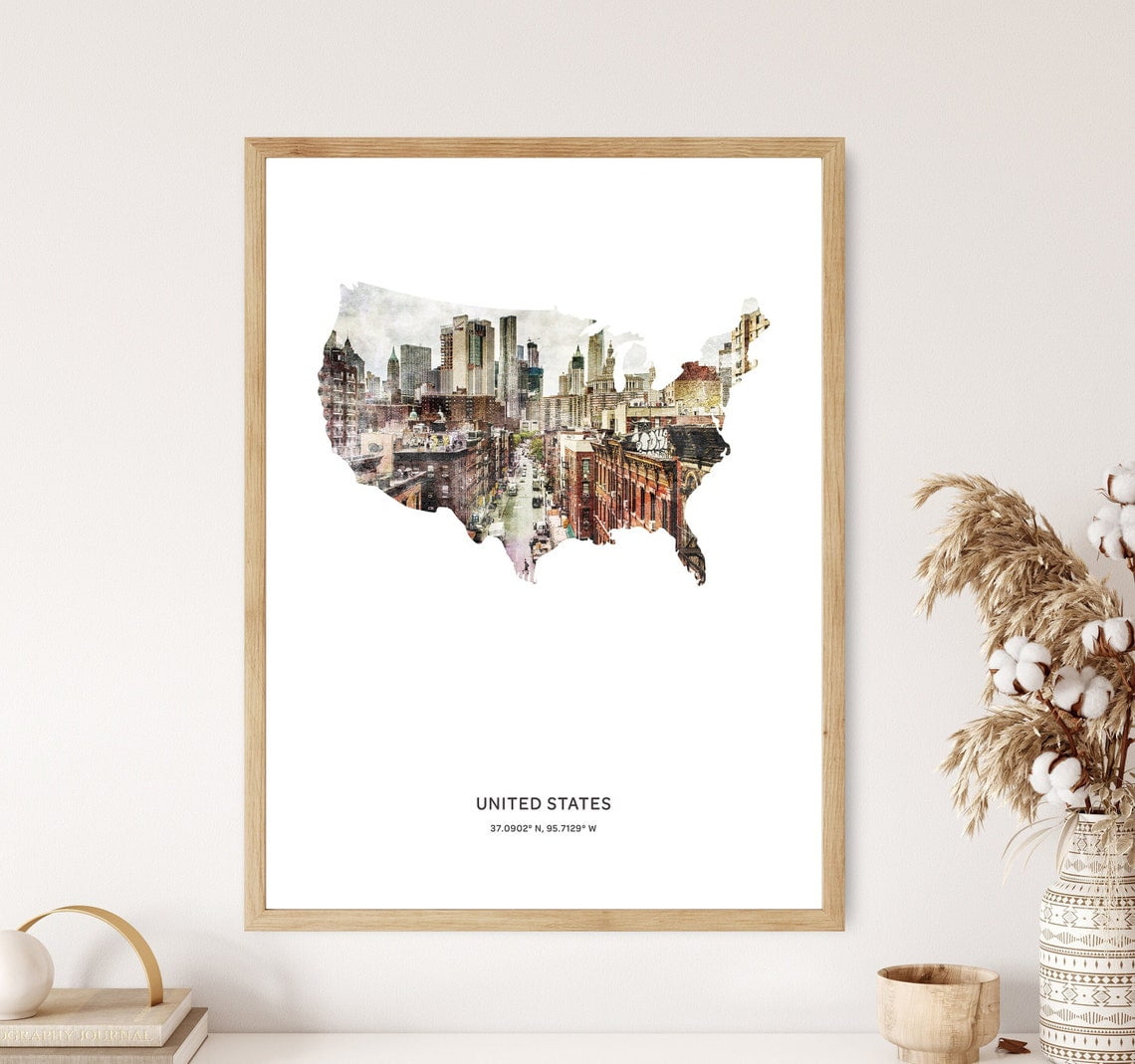 PosterArt United States Print, USA Poster, United States Map Art, Map ...