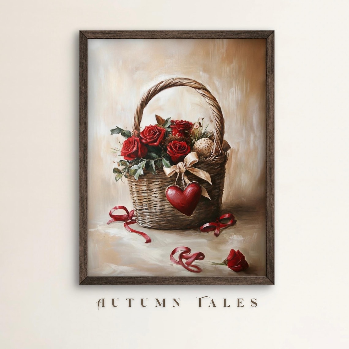 PosterArt Valentine Roses Basket Poster Wall Art Romantic Floral ...