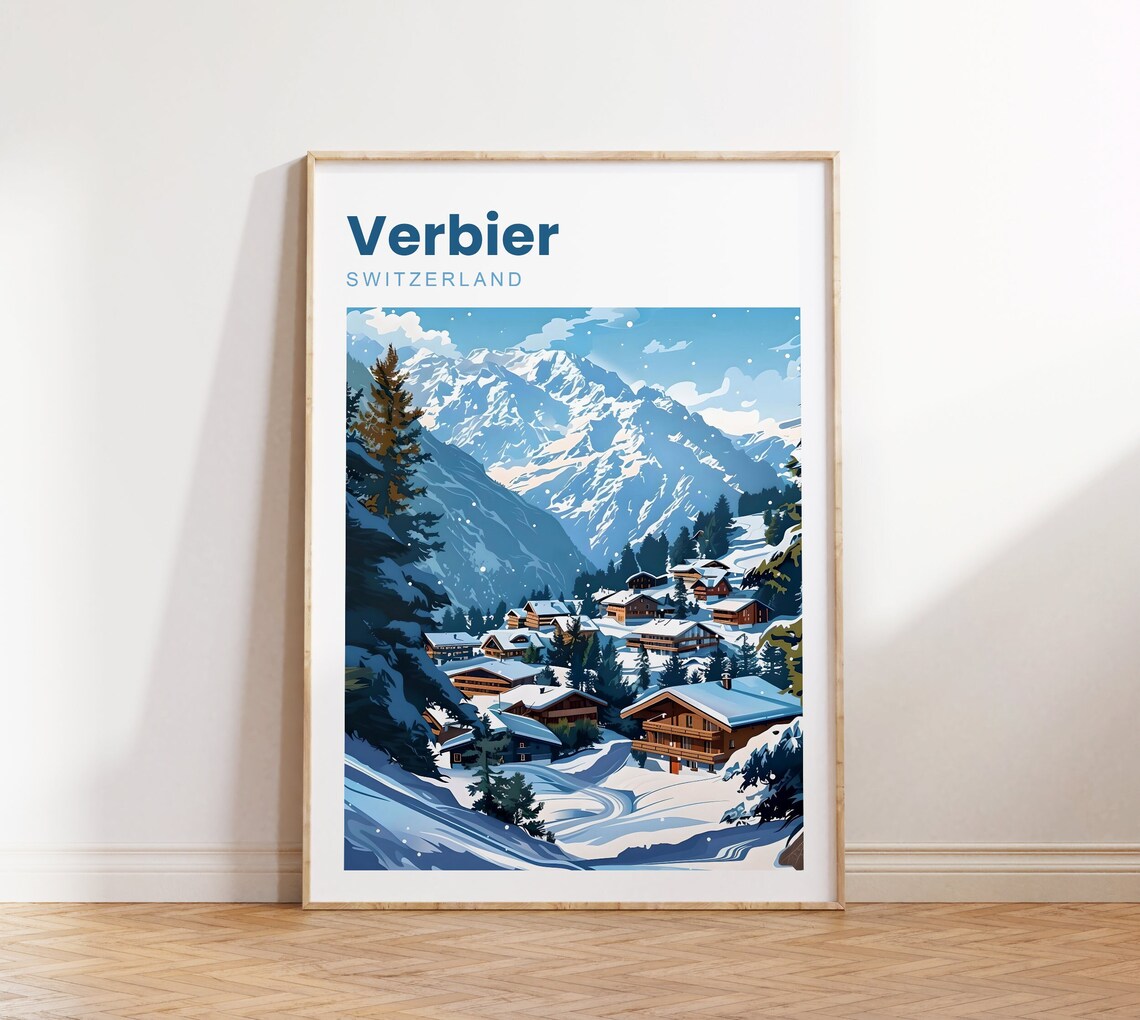 PosterArt Verbier Ski Travel Print Verbier Travel Poster Verbier ...