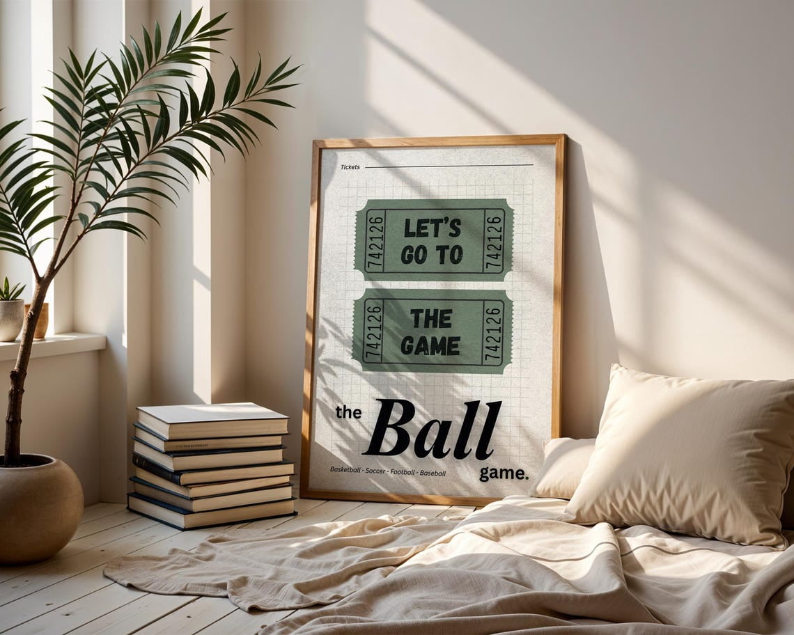PosterArt Vintage Ball Game Poster, Wall Decor for Bedroom, Retro ...