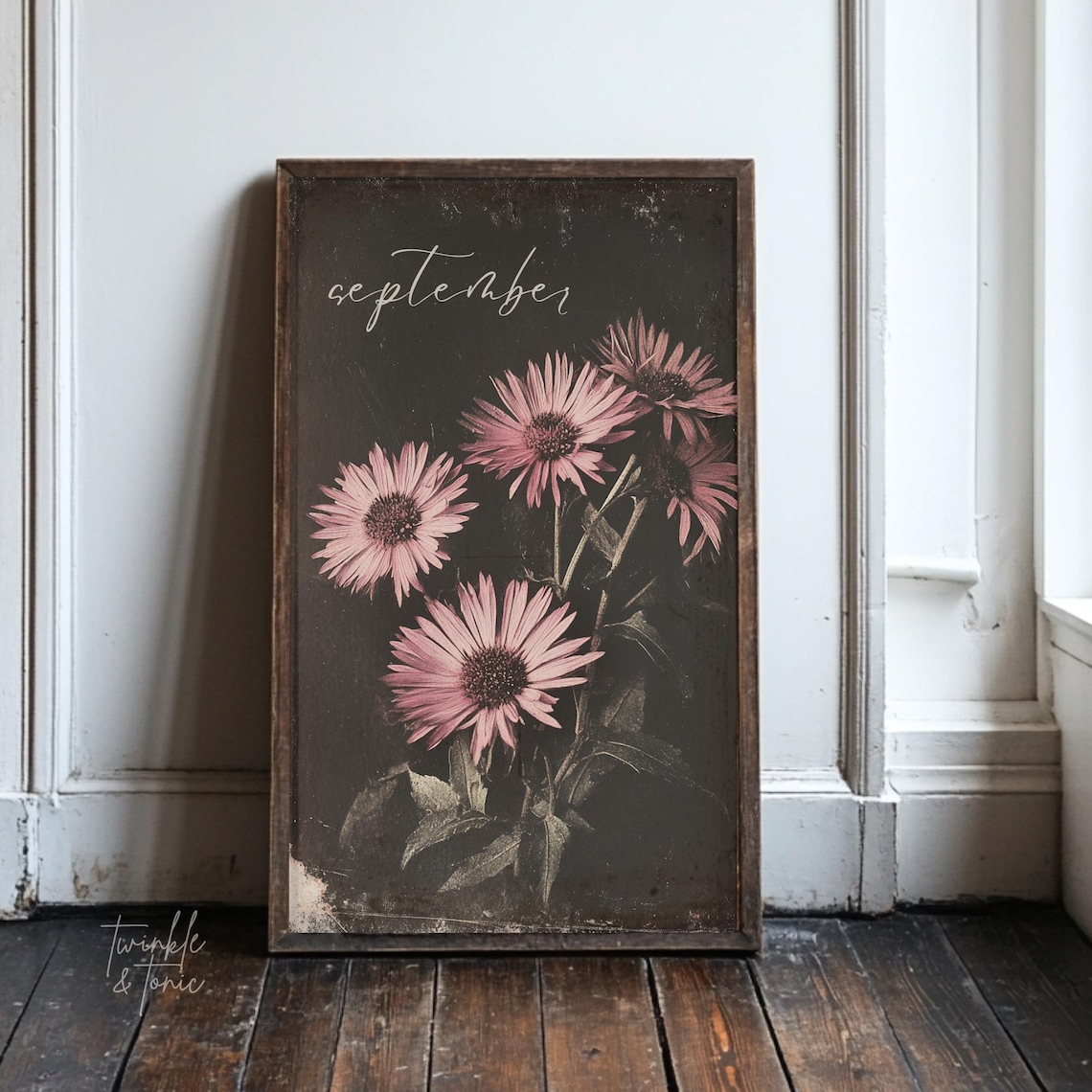 PosterArt Vintage Birth Flower Art Print September Birthday Wall Décor ...
