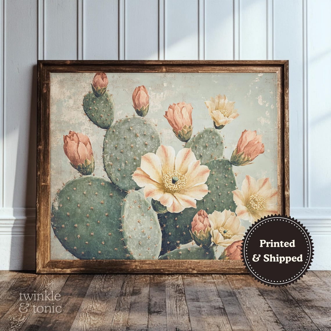 PosterArt Vintage Cactus Art Print Rustic Southwestern Wall Décor Boho ...