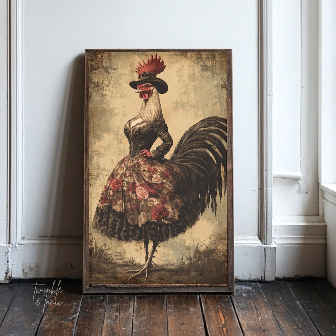 PosterArt Vintage Chicken Art Print Antique Victorian Wall Décor Rustic ...