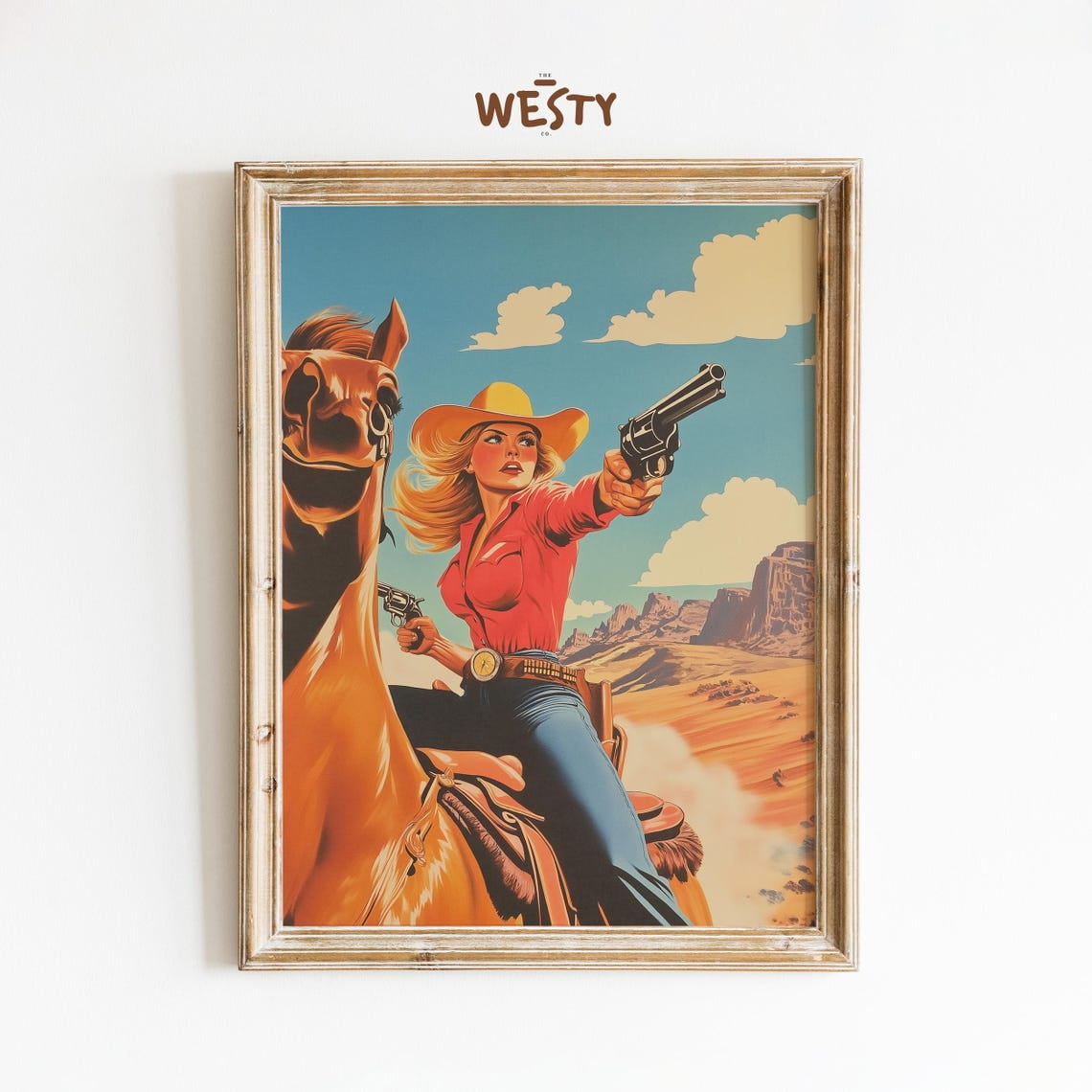 PosterArt Vintage Cowgirl Poster Western Pin-Up Art Print Retro Wild ...