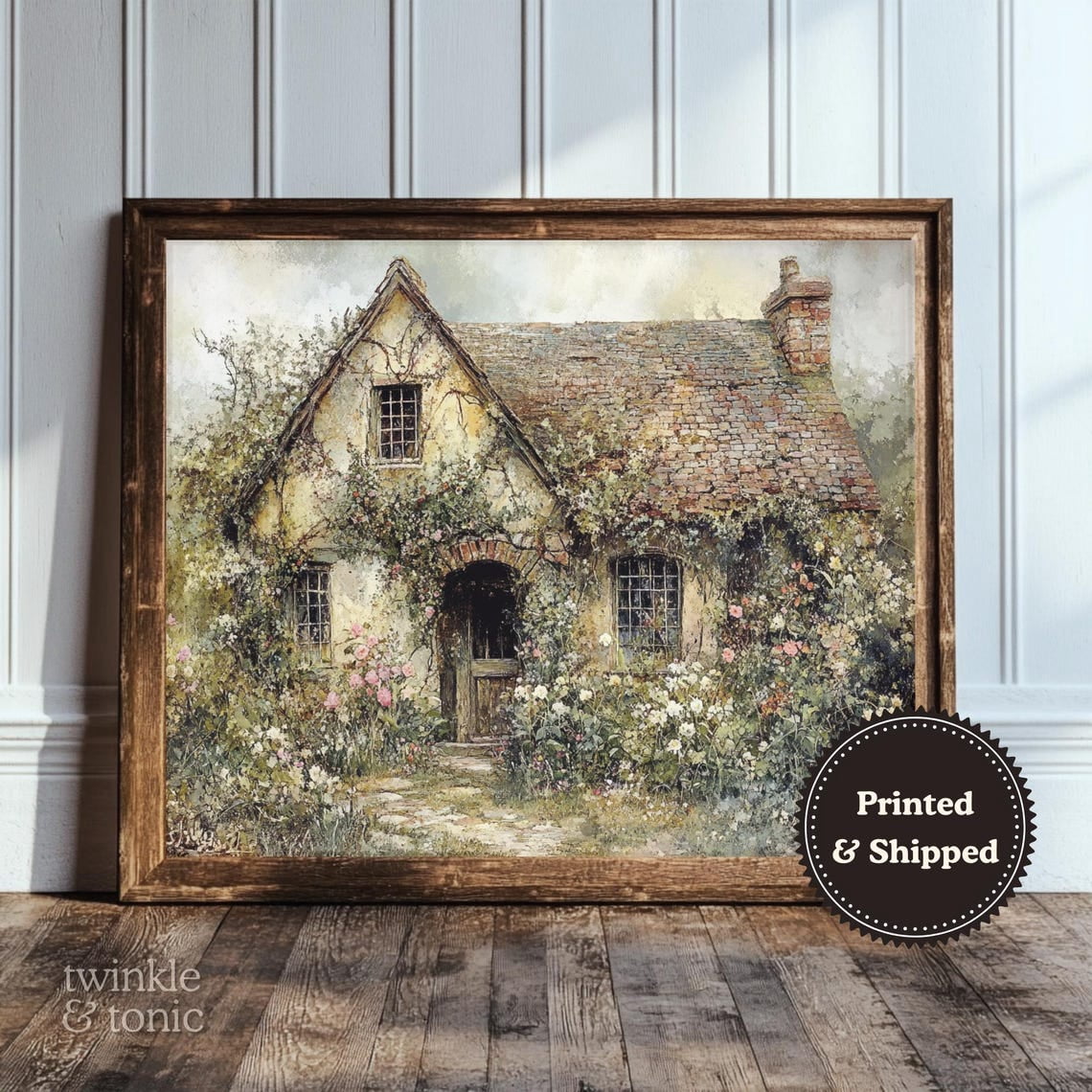 PosterArt Vintage English Cottage Art Print Old World Wall Décor Dark ...